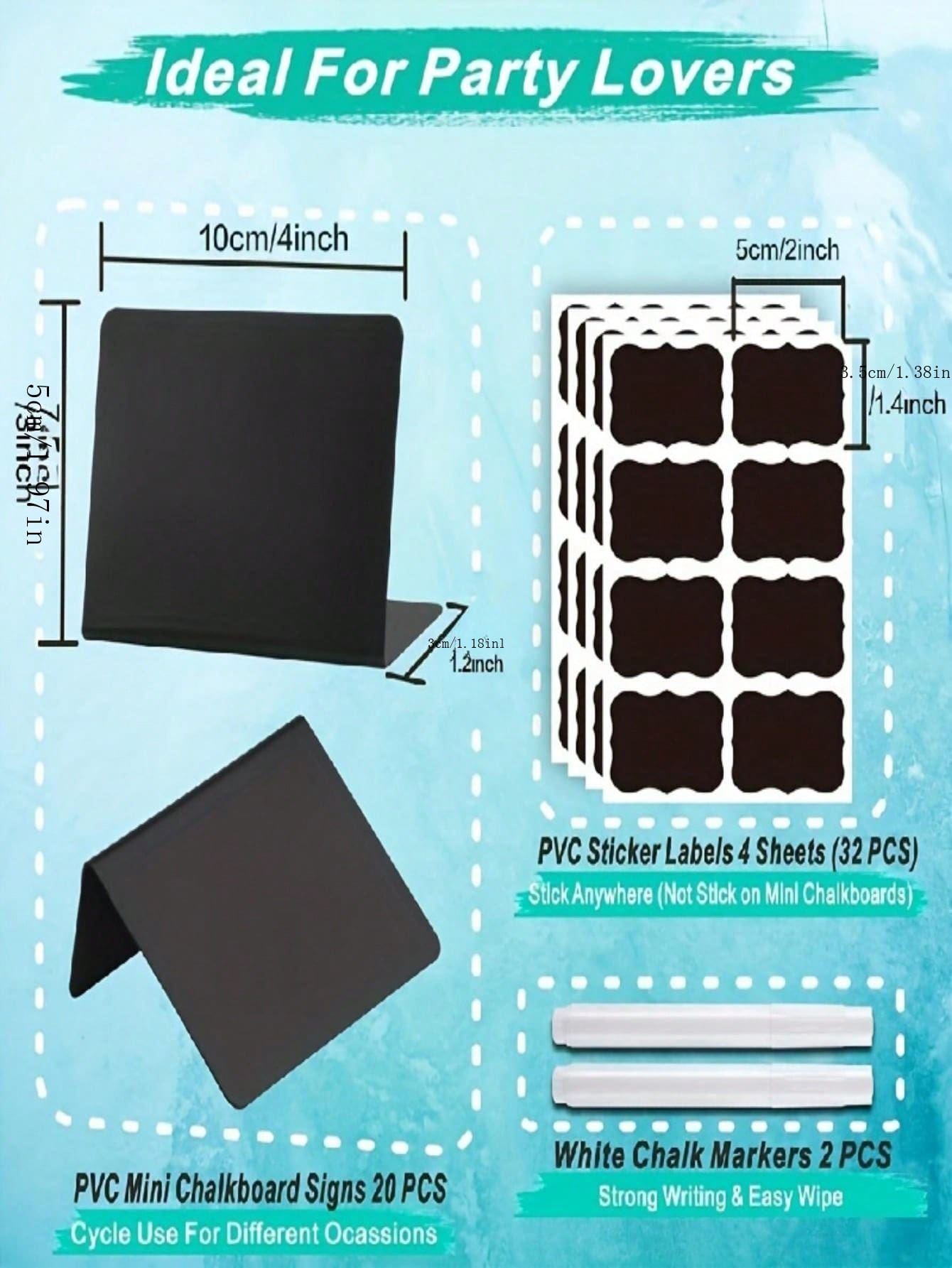 54Pcs Set Of Mini Chalkboard Signs For Food: 20 Erasable Chalk Board ...