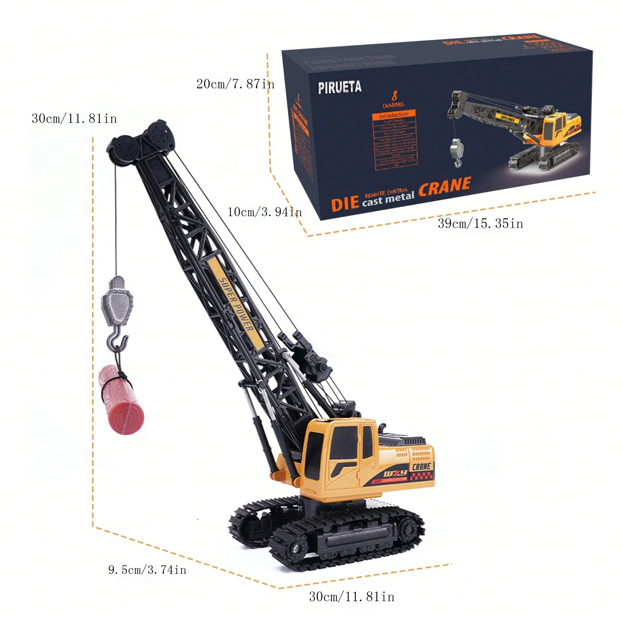 8 Channel Remote Control Crane Toy,Proffesional Series,1:14 Scale ...