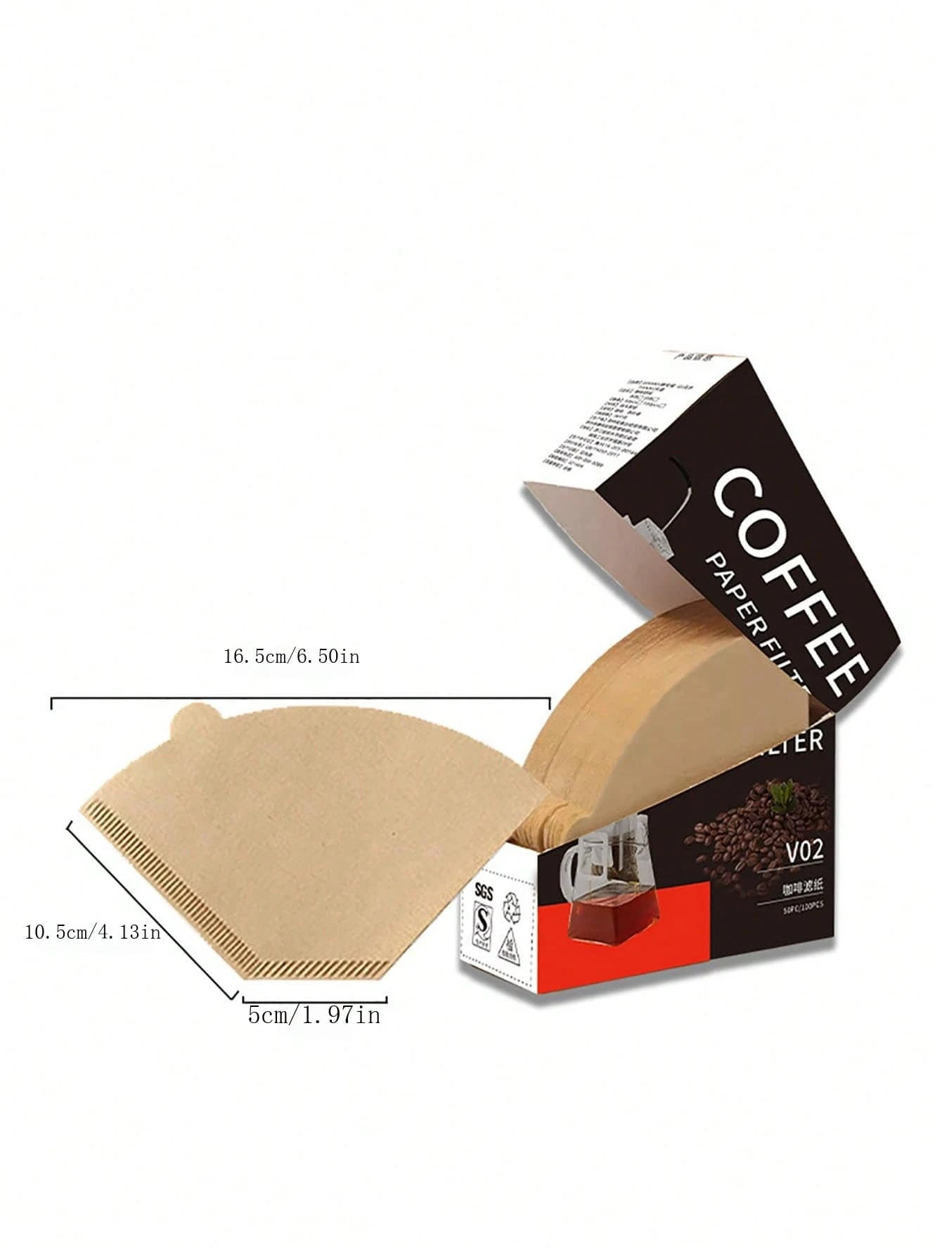 50pcs V02 Coffee Filter Paper Fan Shaped Drip Style Hanging Ear Coffee ...