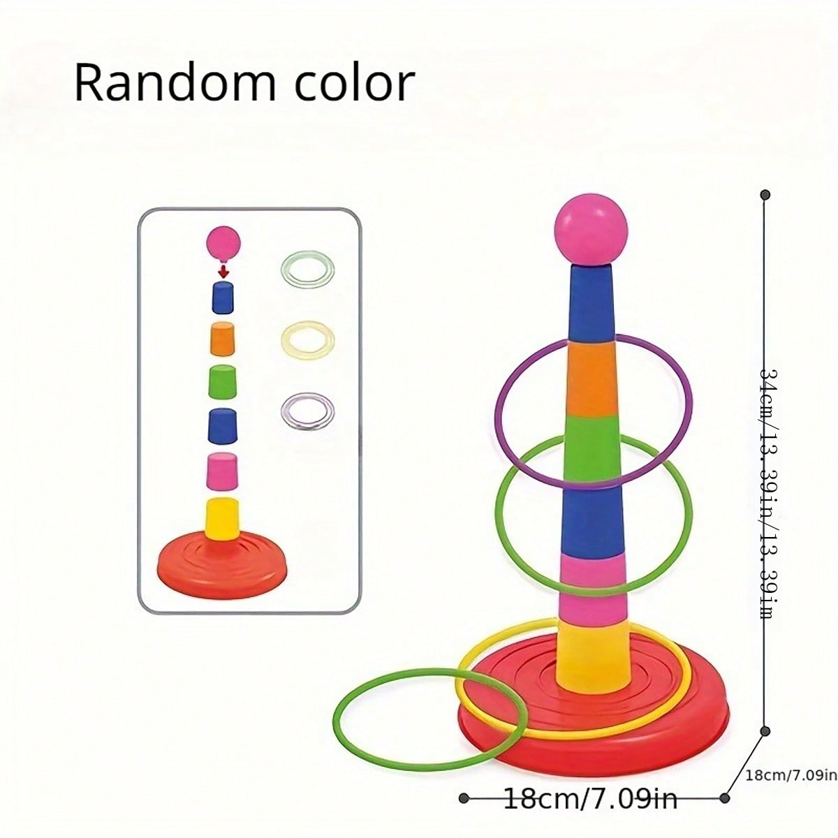 12 Rings Colorful Plastic Sport Ring Toss Game Set Party Outdoor Puzzle ...