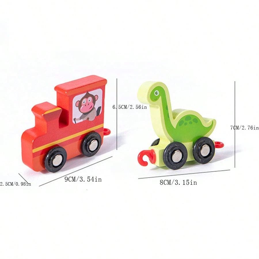 Magnetic Wooden Dinosaurs Train Set 11Pcs Number Wooden Toy Learning ...