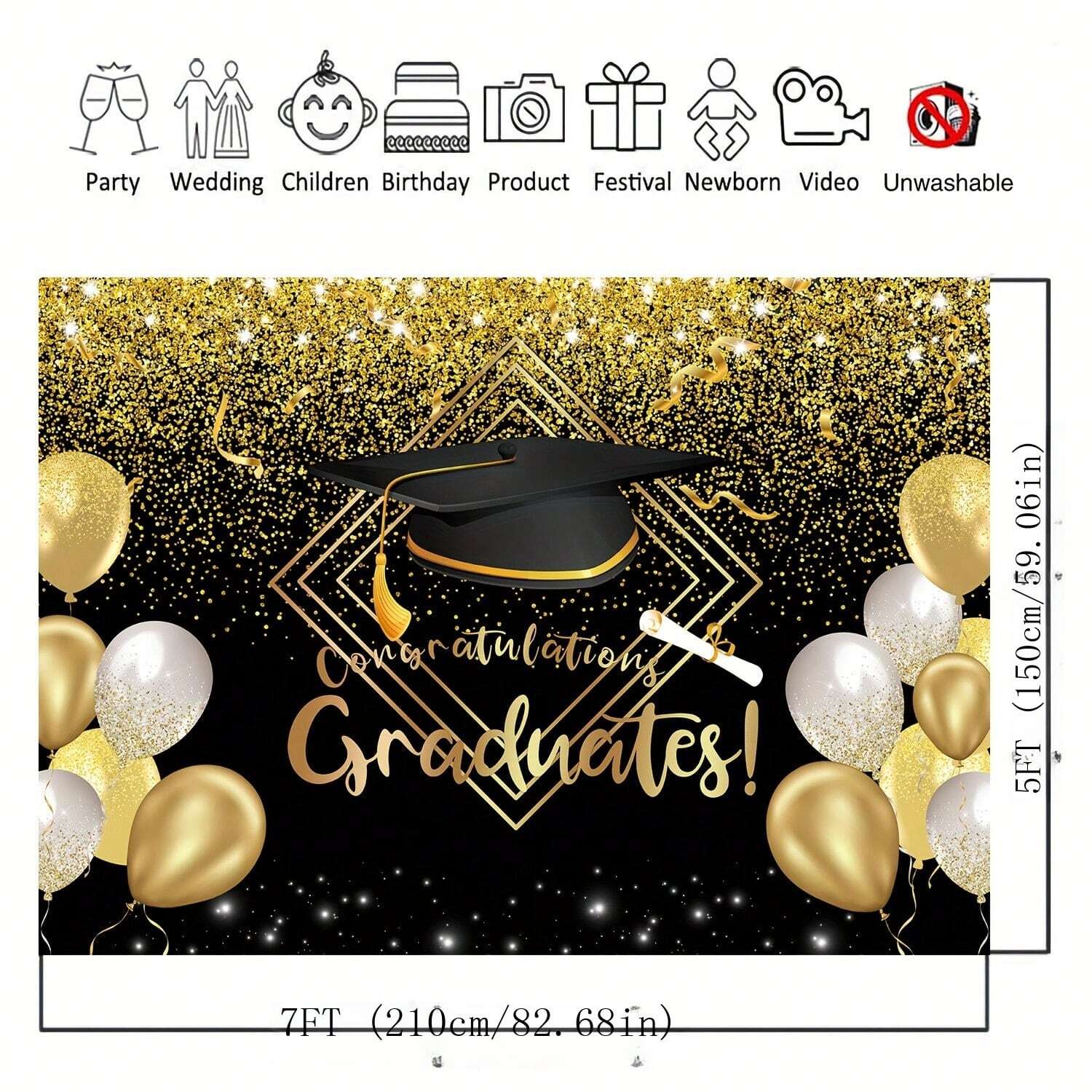 One 2024 Graduation Photography Background Black And Gold Bachelor Hat ...