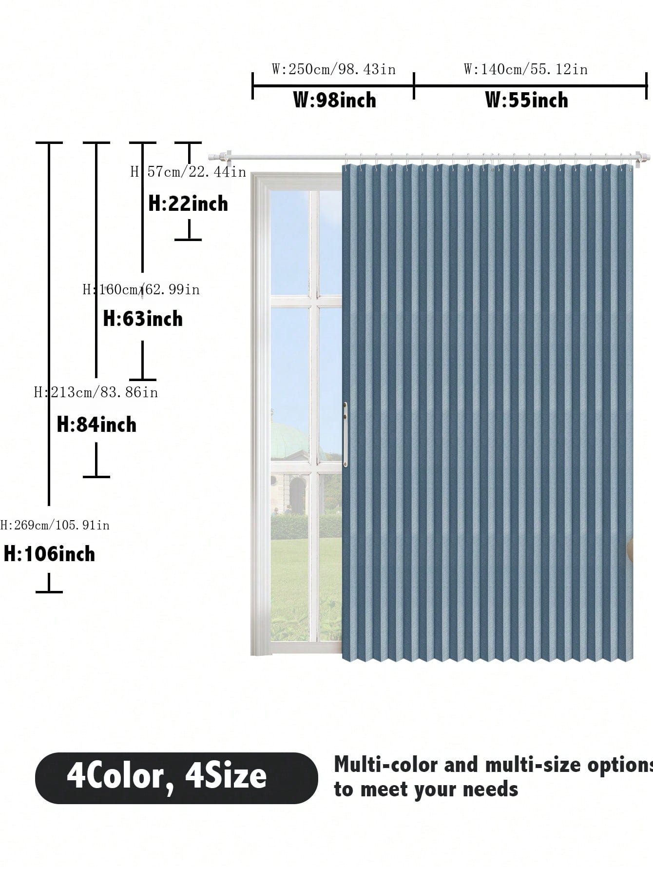 1PC Pleated Blackout Door Curtain,Pleated Folding Window Curtain ...