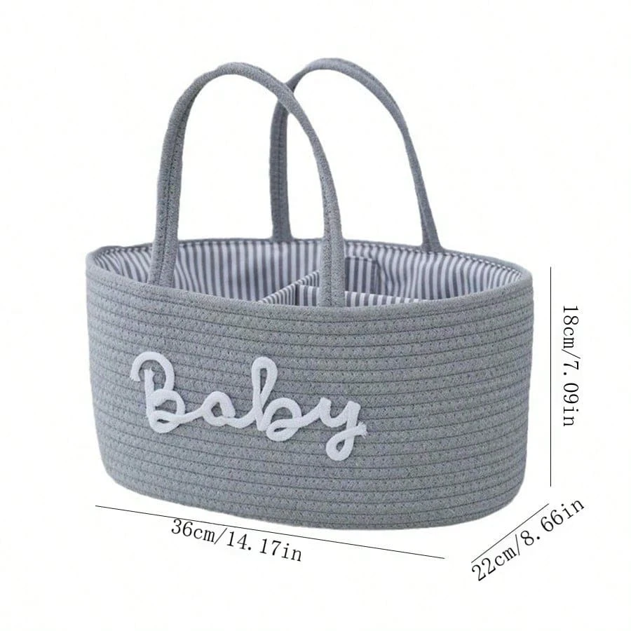 Letter Design Removable Lining Rope Woven Baby Storage Basket ...