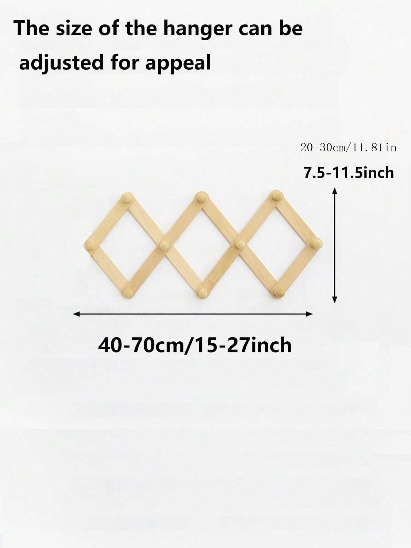 Expandable Wooden Coat Hanger Wall Mount Clothes Hook Rack, With ...