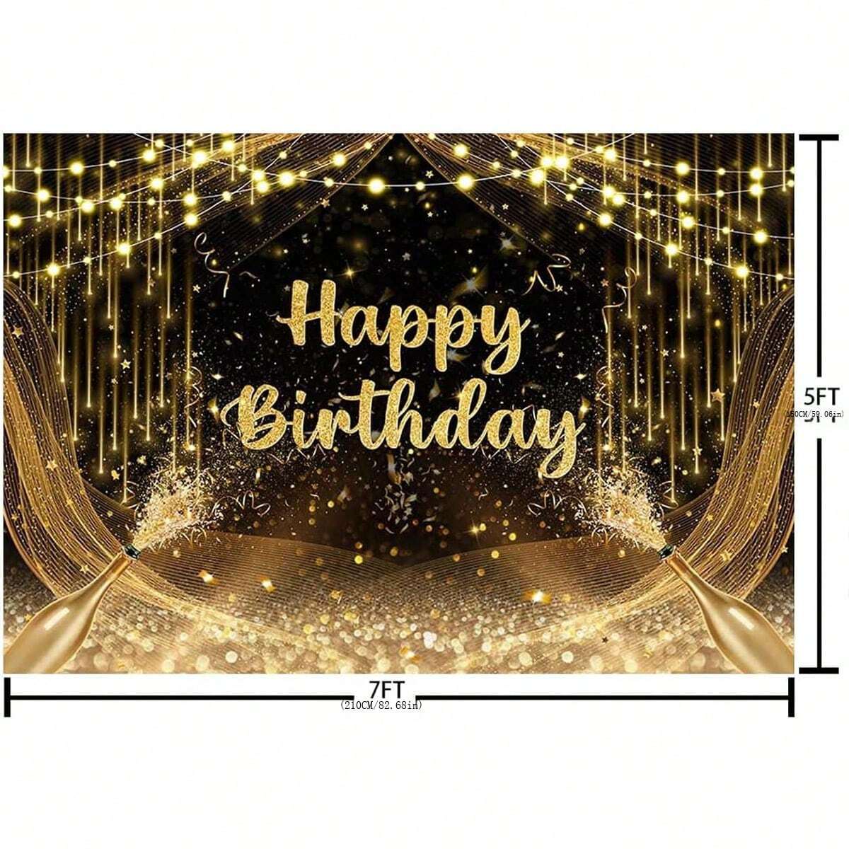 Golden Birthday Background Happy Birthday Photography Backdrop Cloth ...