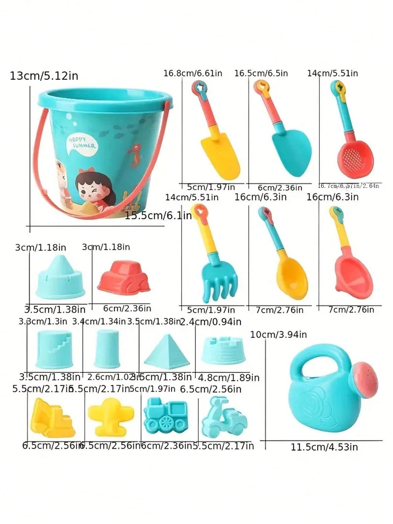 18pcs Large Beach Toy Set For Children, Including Shovels, Buckets ...