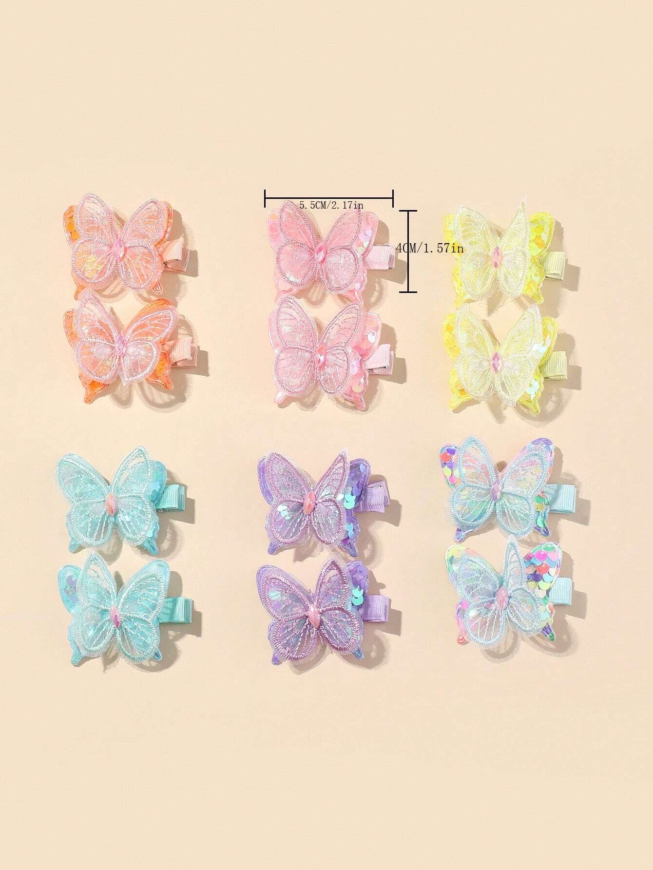 12pcs Colorful Butterfly Shaped Hair Clips For Babies | SHEIN USA