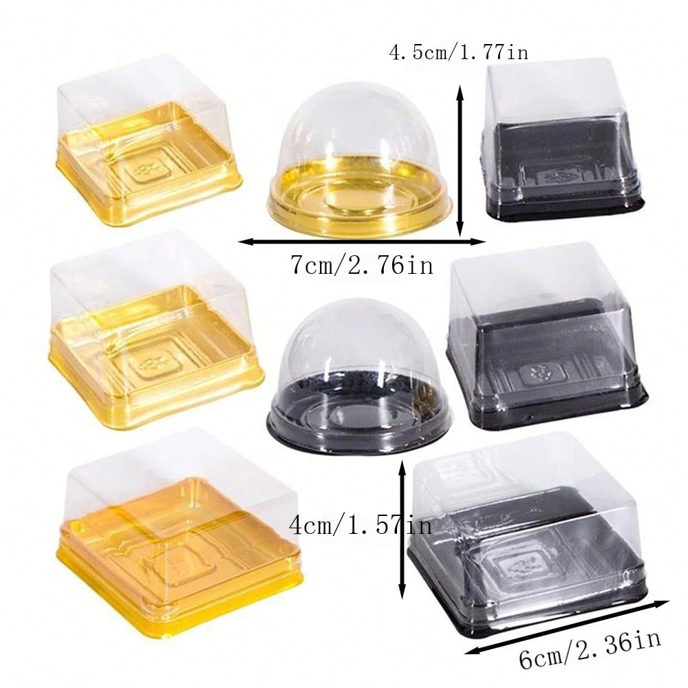 50 Plastic Square Round Blister Boxes Egg Custard Boxes Snack Packaging ...