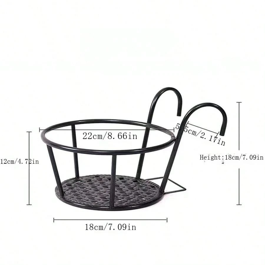 Iron Balcony Flower Stand Railing Plant Stand Hanging Basket Fern Stand ...