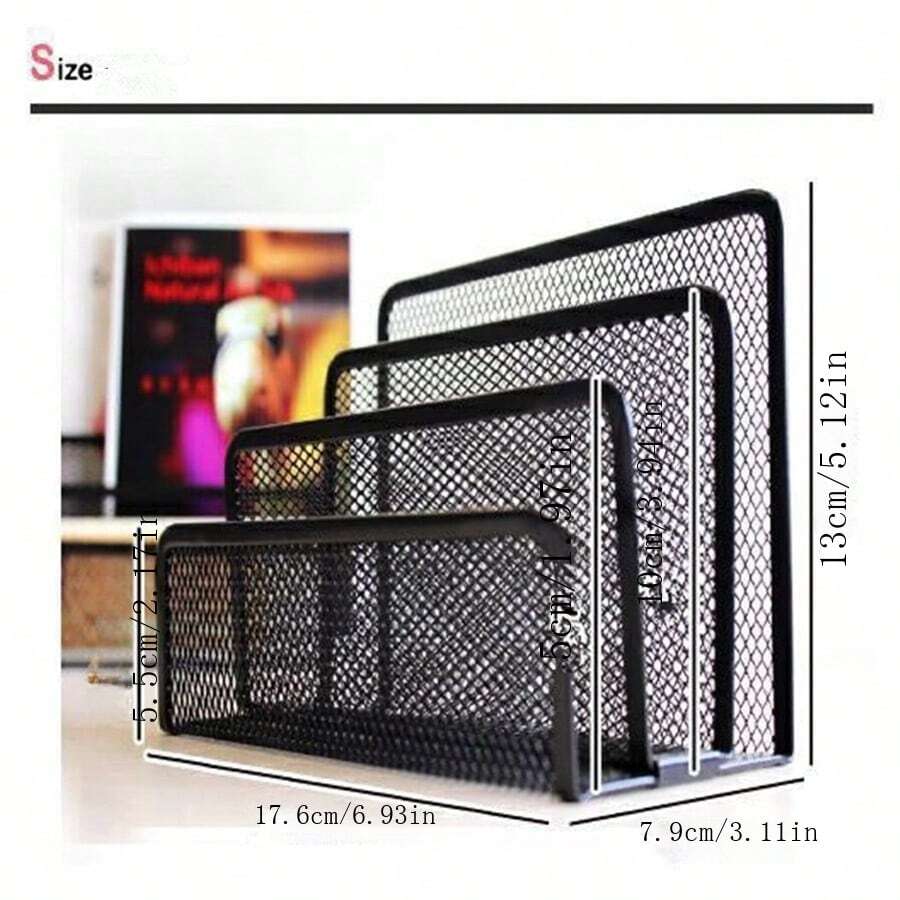 Desktop Document Holder Metal Grid Letter Shelf Divided Envelope Holder ...