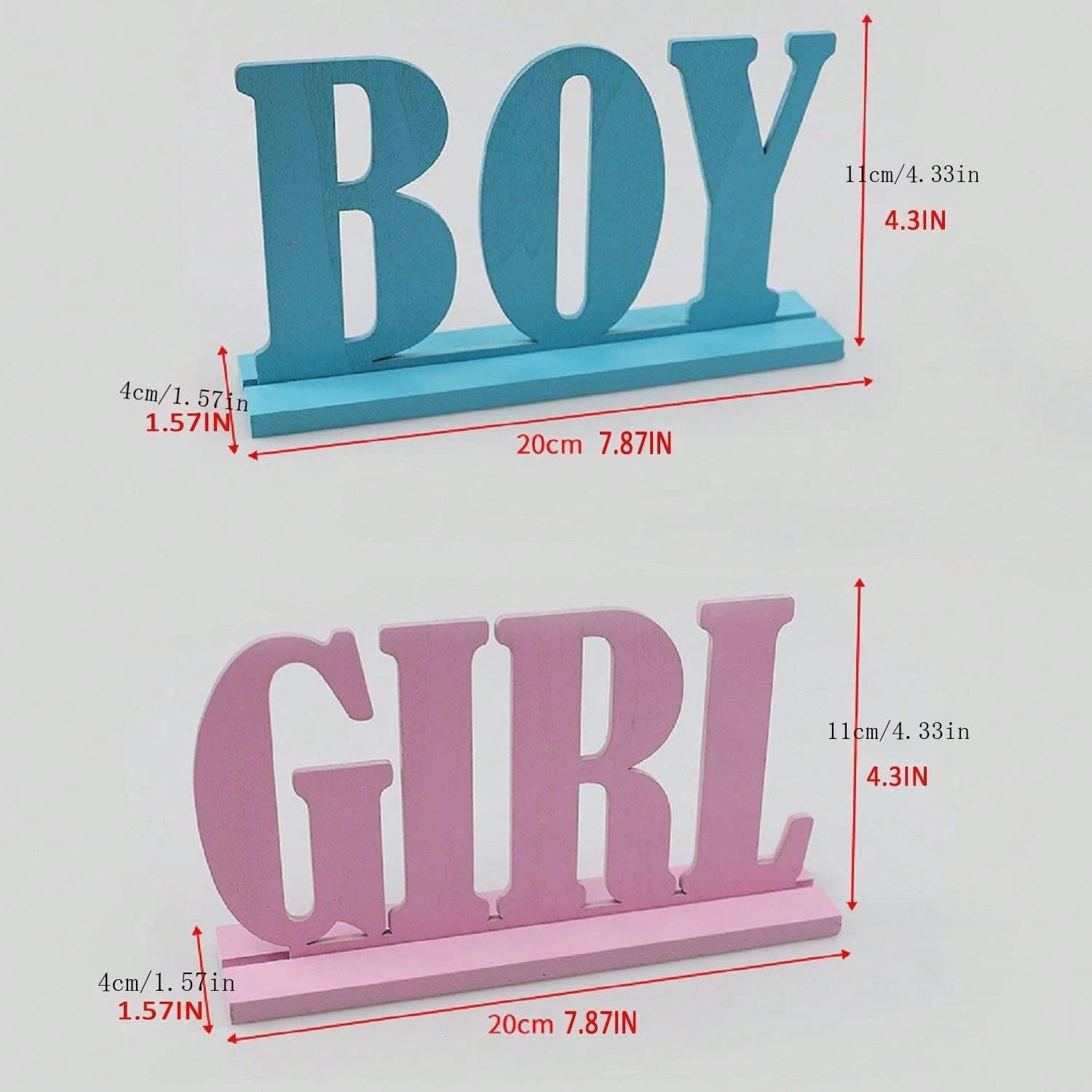 Gender Reveal Table Decorations 2 Pieces Wooden Baby Girl Boy Table ...