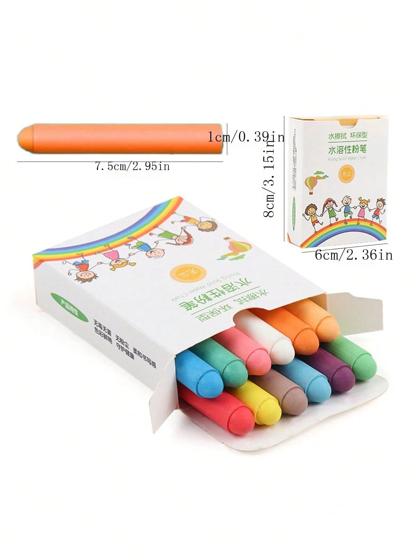 12pcs Dust-Free Water-Soluble Colored Chalks, Easy To Clean And Non ...