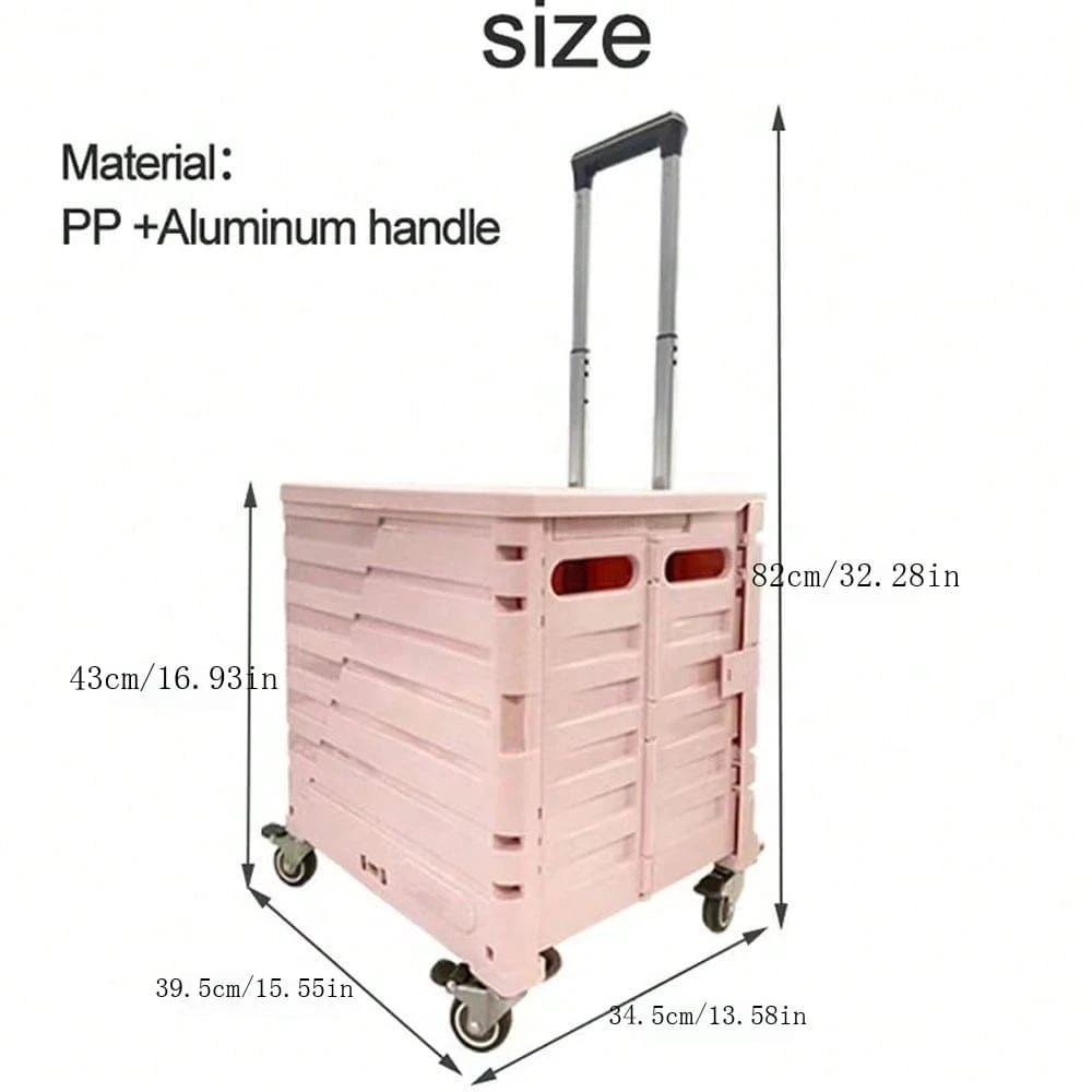 Folding Utility Cart Portable Rolling Crate Handcart Shopping Trolley ...