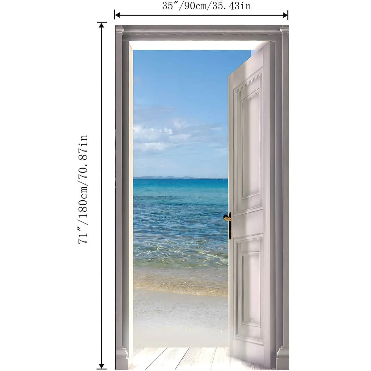 Fabric Sand Beach Door Banner Murals Sea Door Wallpaper, Door Decals ...