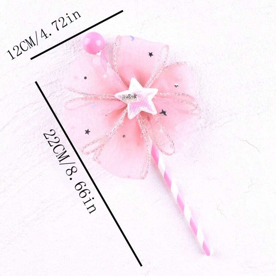 5pcs Wind Straw Mesh Bow Detail Fairy Cake Topper With Gold Ball Bow ...
