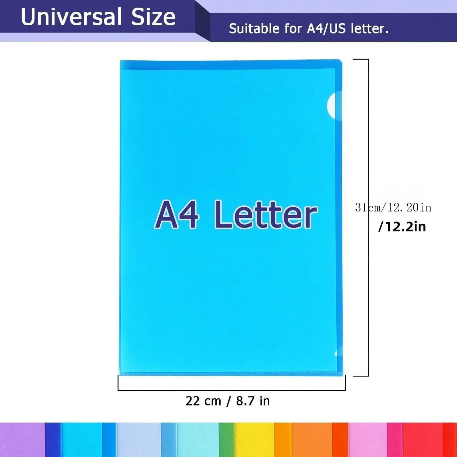 8pcs Clear File Folders Plastic Project Pockets, Colored Project ...
