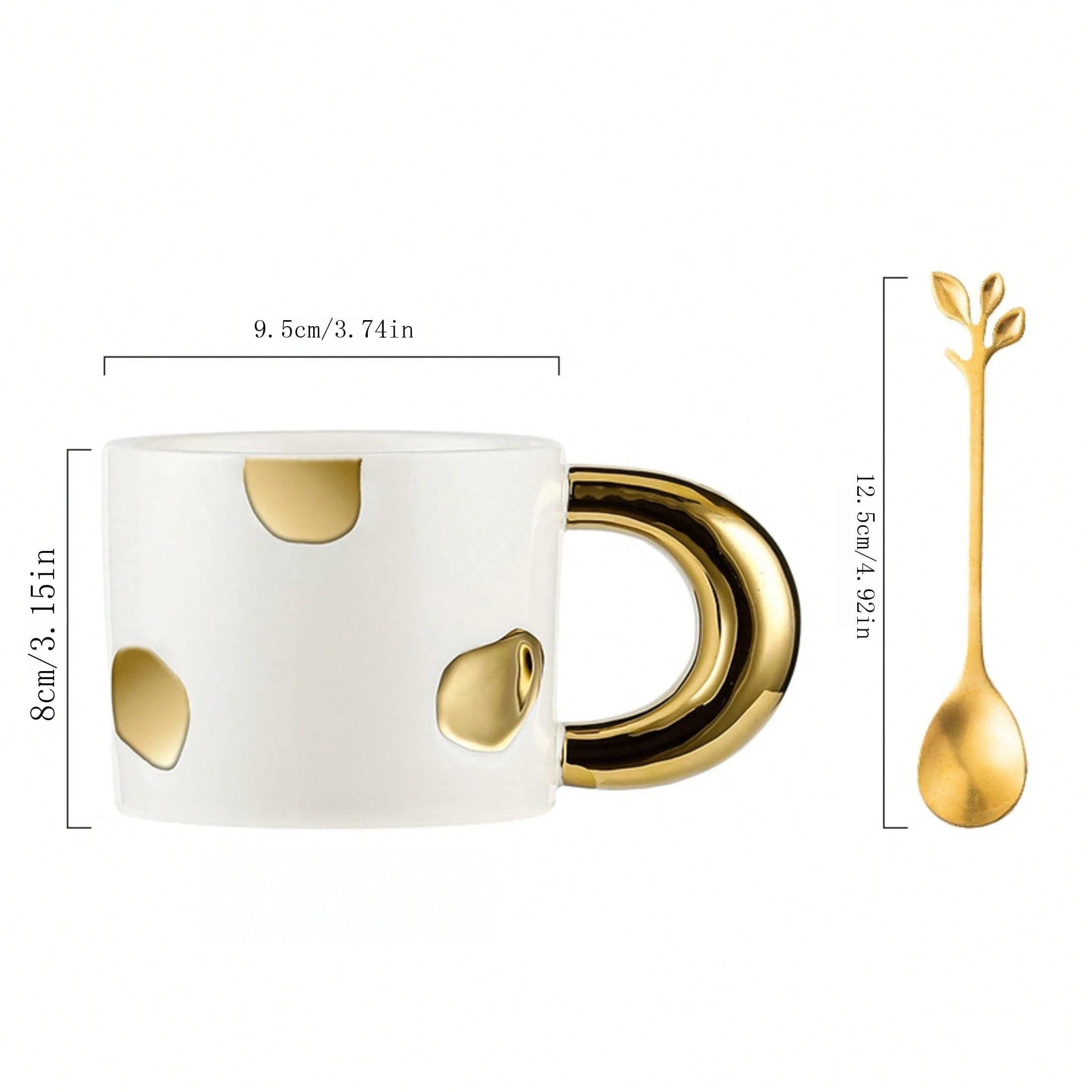 A Thick And Luxurious Ceramic Gold And Black Coffee Cup With Spoon, A ...