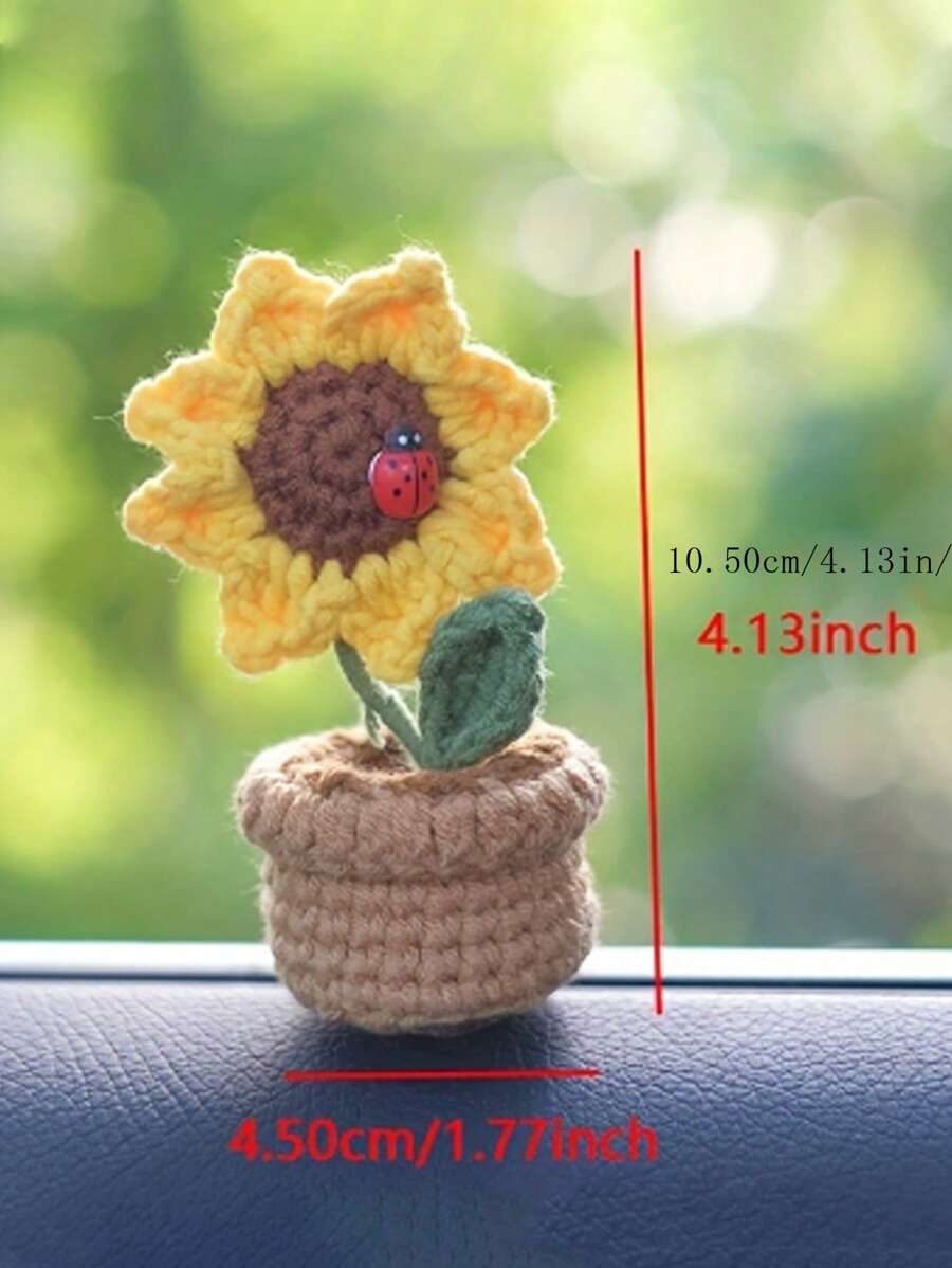 Funny Sunflower Crocheted Crafted Sunflower Potted Plant Plush Toy ...