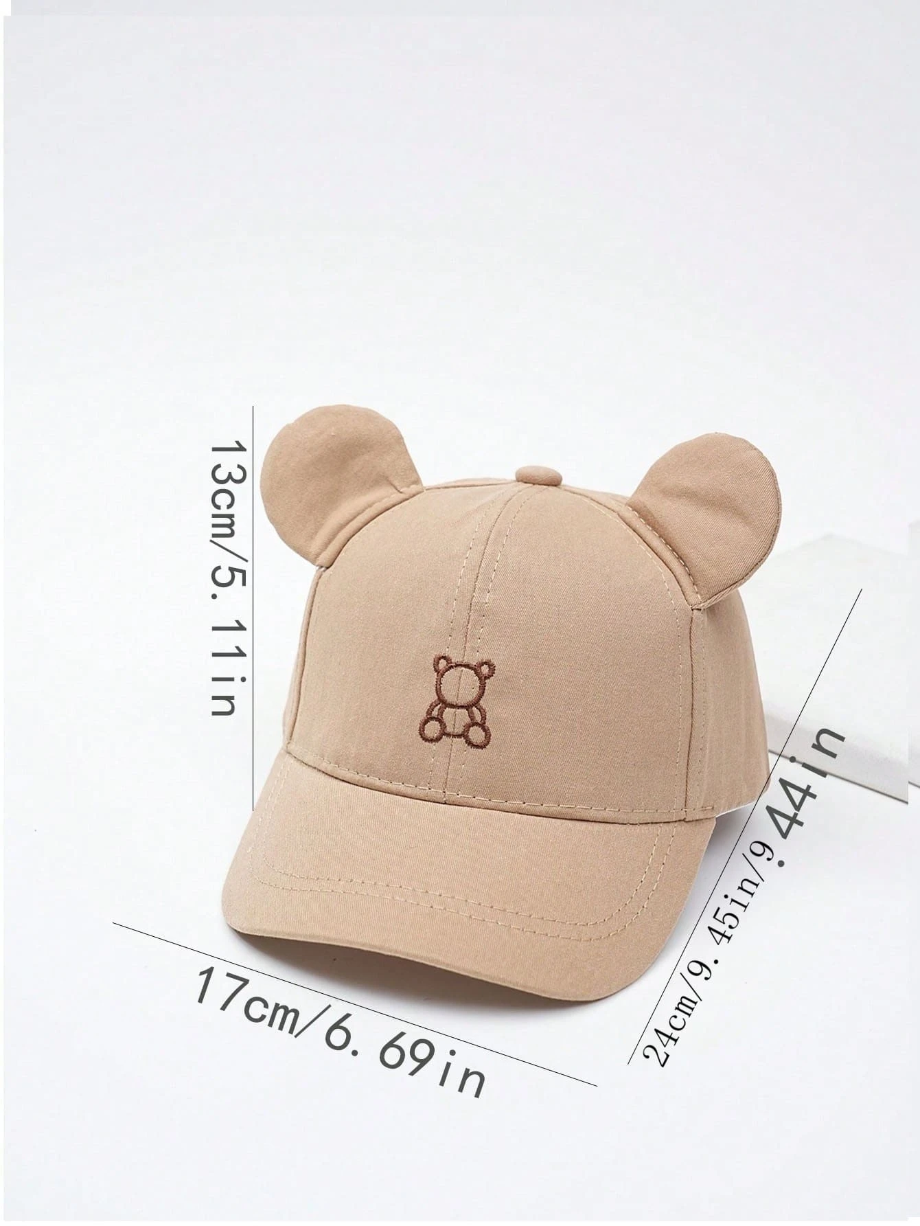 One Khaki Child Hat With Embroidered Teddy Bear Baseball Cap, Cute Kids ...