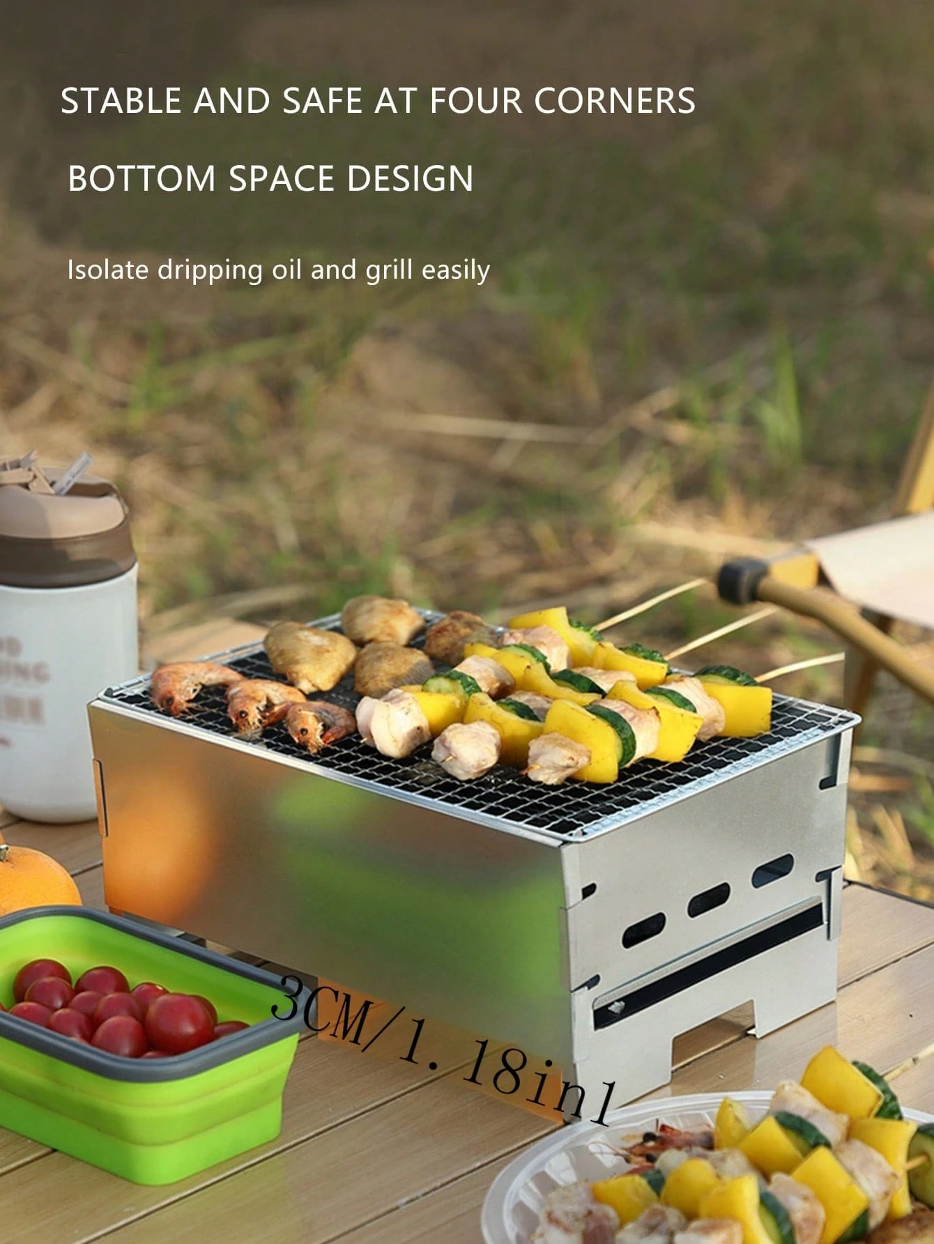 Disposable Stainless Steel Detachable BBQ Grill Outdoor Portable Charcoal Barbecue Tool Charcoal ...