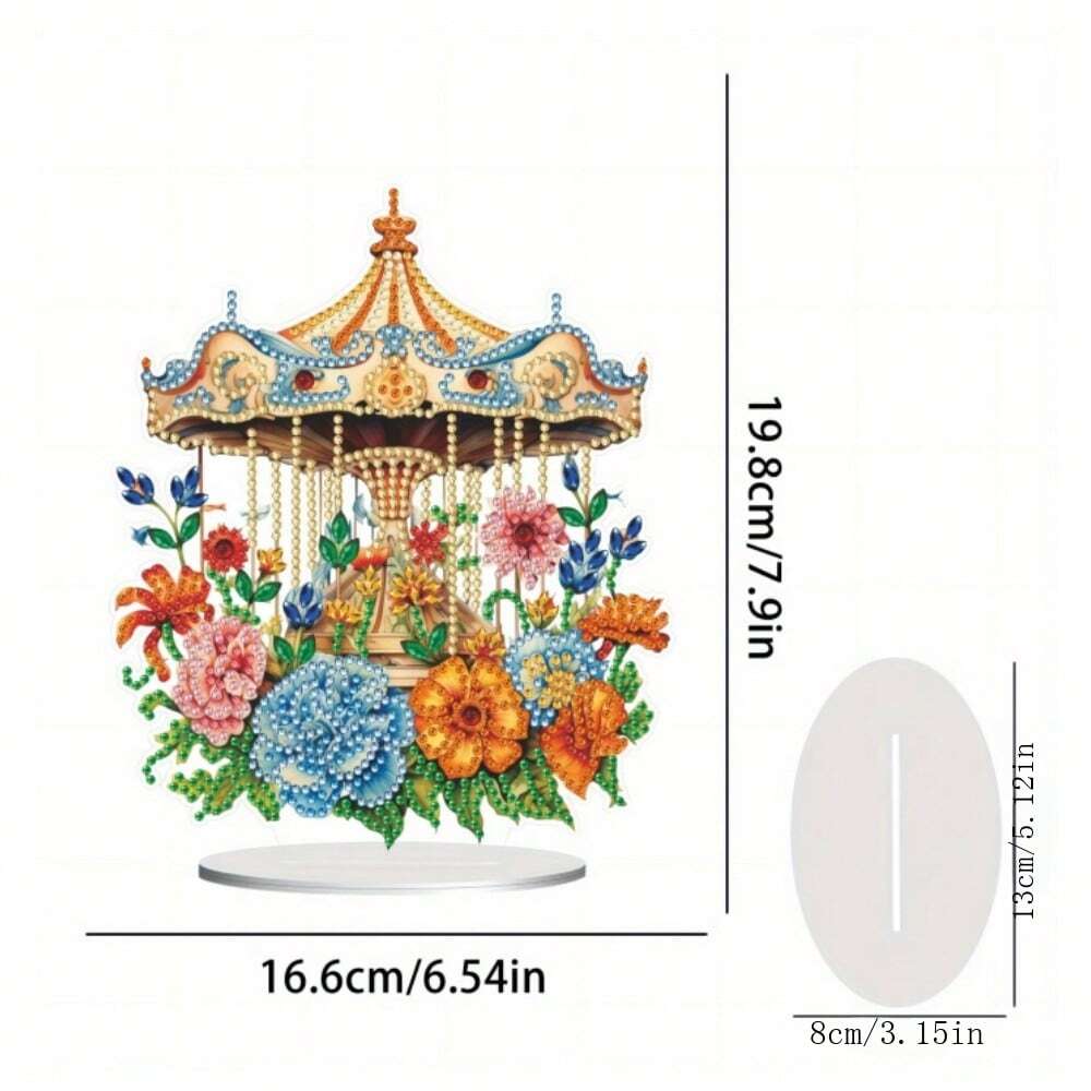 DIY 5D Diamond Artwork Decoration Kit, Flower Carousel Theme With Artificial Irregular Diamonds ...