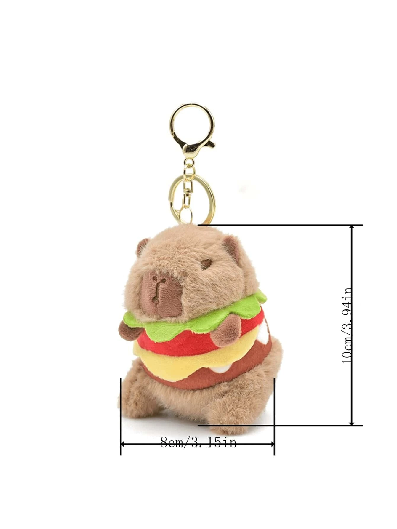 Cute Capybara Dressed As Hamburger Plush Toy Keychain Pendant | SHEIN USA
