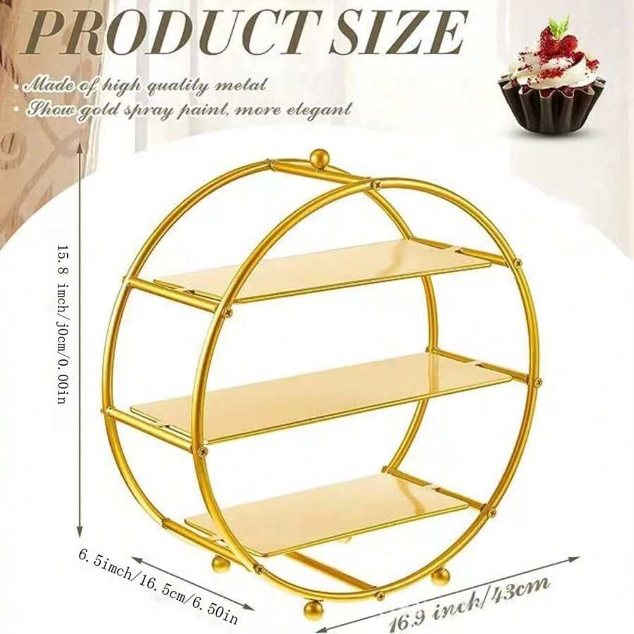1 Piece, Wedding Dessert Table Decoration, Gold Detachable Round Three ...