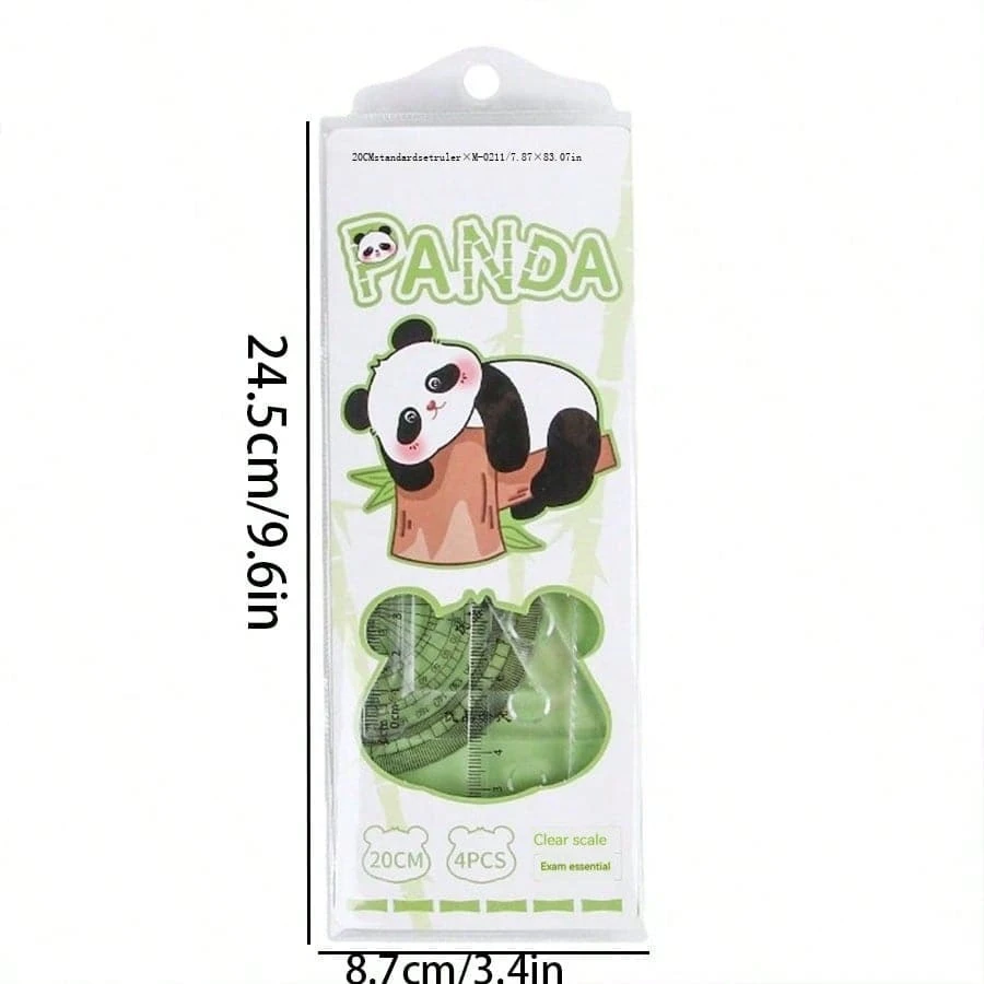 Creative Panda Cartoon Stationery Set For Students, Including Straight ...