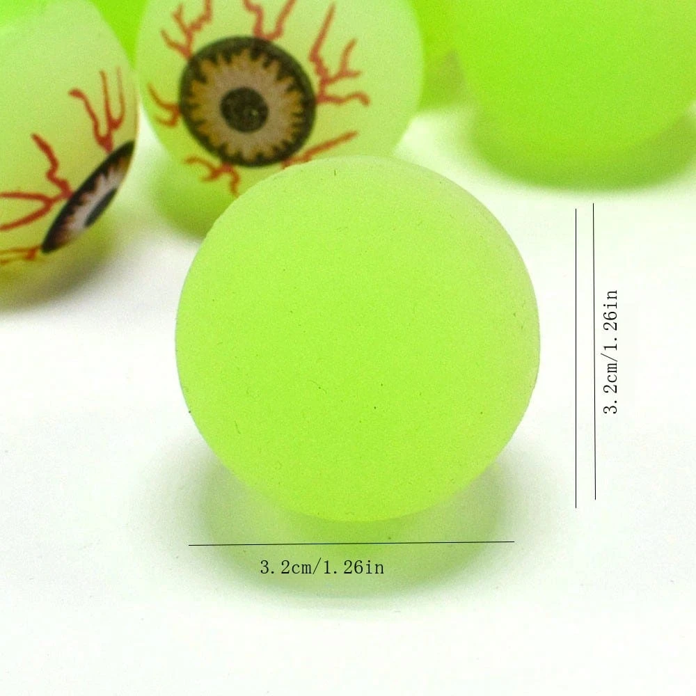 5pcs Green Luminous Magic Eye Stress Relief Ball Rubber Bouncing Ball ...