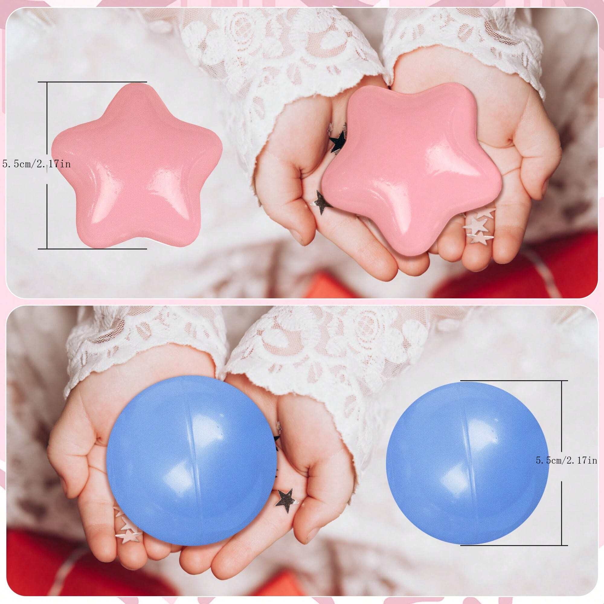 100 Pcs Cute Star-Shaped Ball Pit Balls, Plastic Balls Perfect For Pool ...
