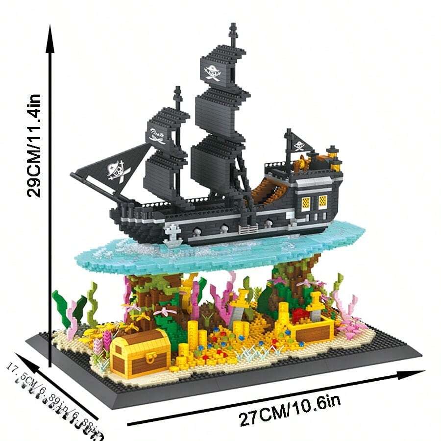 Black Pearl Pirate Ship Building Blocks Toy Set Caribbean Pirate Ship ...