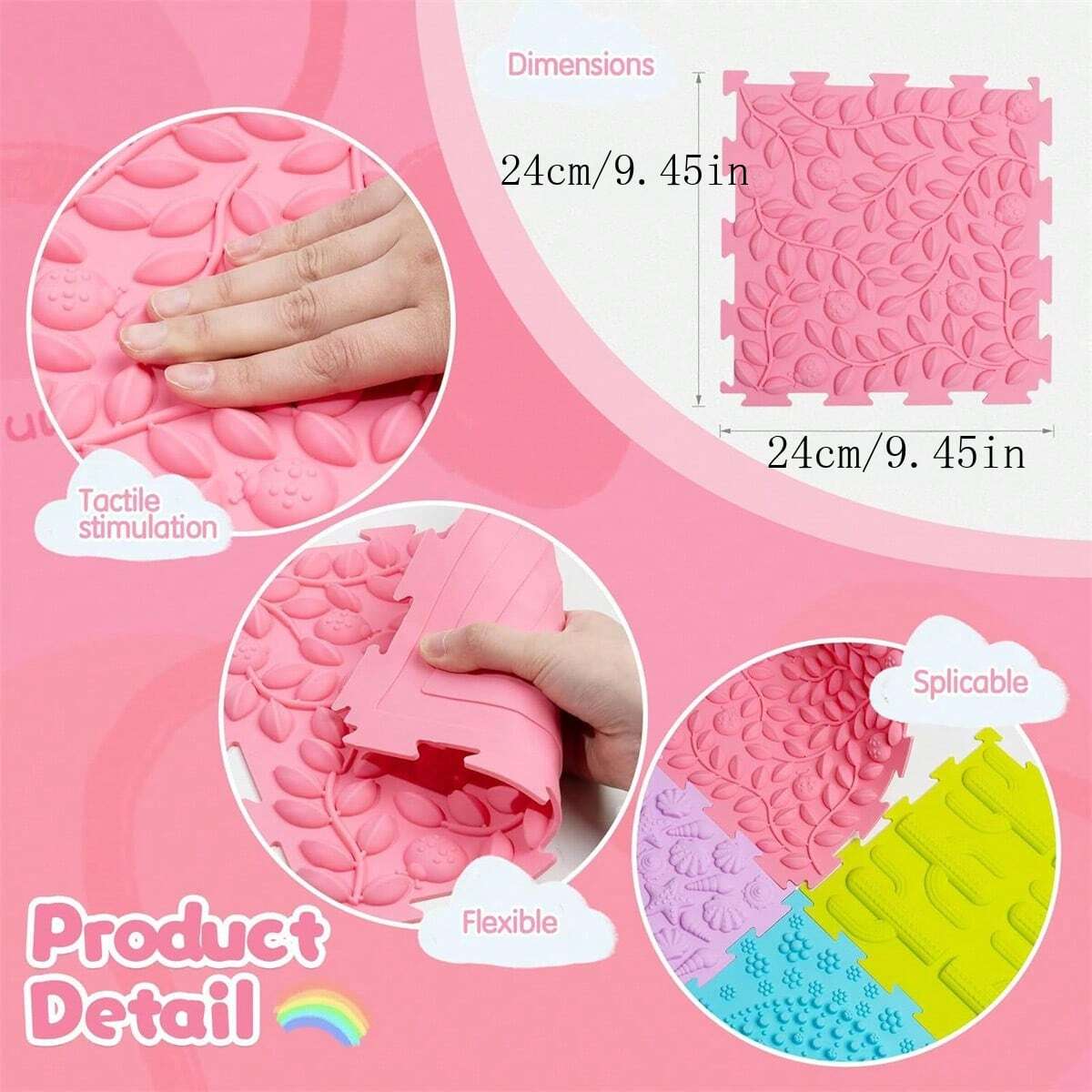 8 In 1 Set Silicone Massage Game Mat, Bath Mat Sensory Mat, Sensory ...