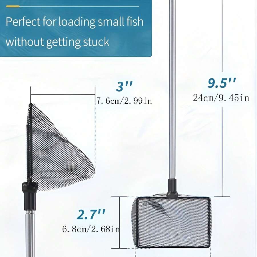 Fish Net, 6 Inch Fine Mesh For Fish Tank, Extendable 9-24 Inch Long ...