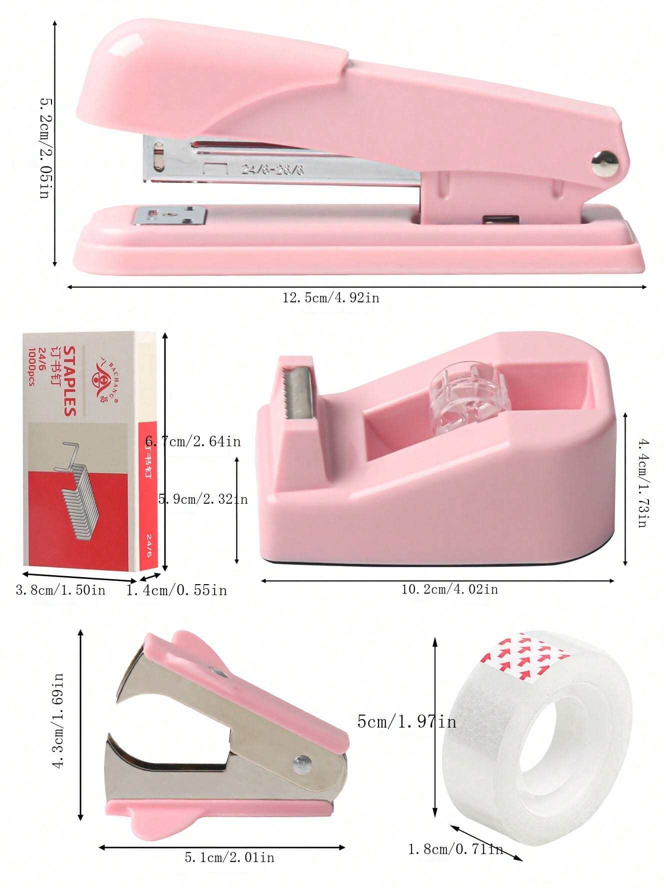 1 Set Binding Stationery, Including 1 Stapler, 1 Tape Dispenser, 1 Pin ...
