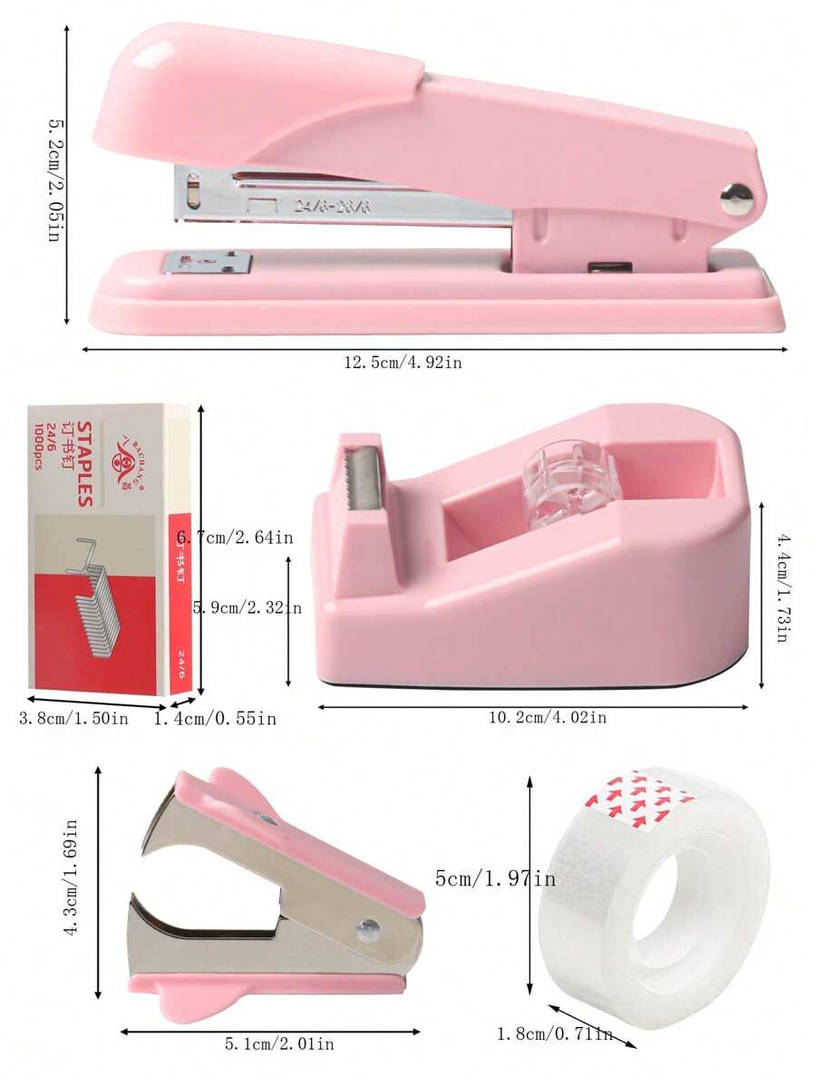 1 Set Binding Stationery, Including 1 Stapler, 1 Tape Dispenser, 1 Pin ...
