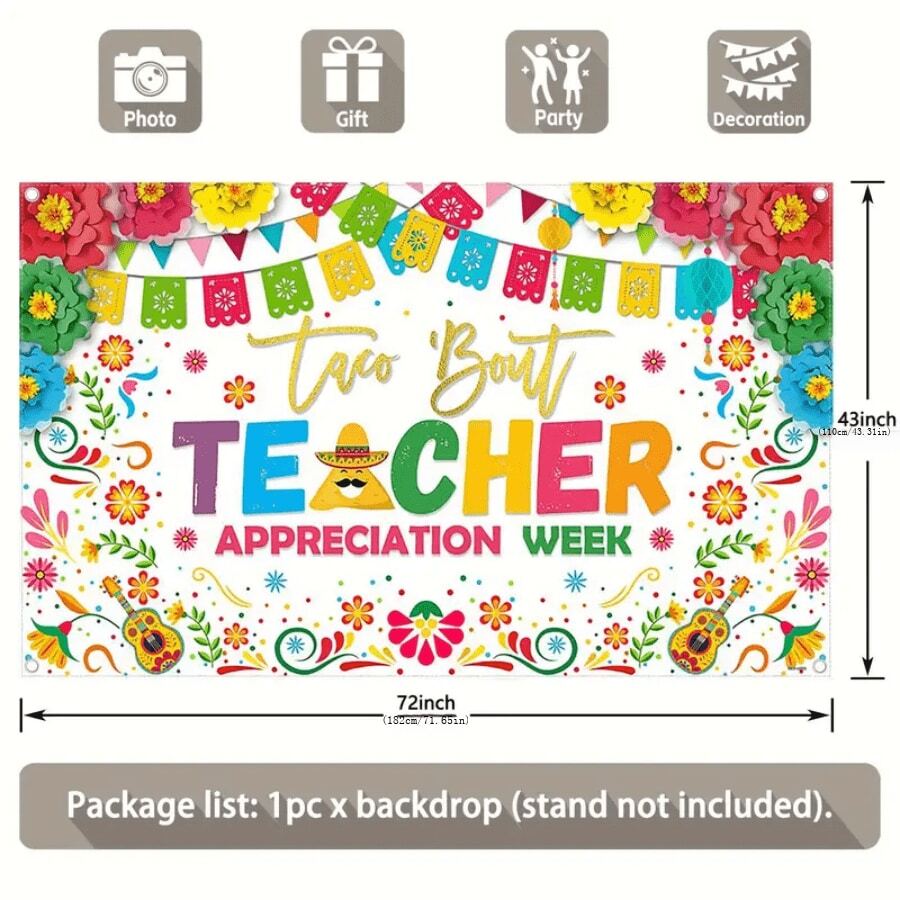 1pc,Taco Bout Teacher Appreciation Week Backdrop, 2024 Mexican Fiesta ...