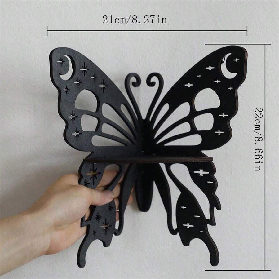 1pc Wooden Hollowed Wall Corner Crystal Butterfly Storage Rack ...