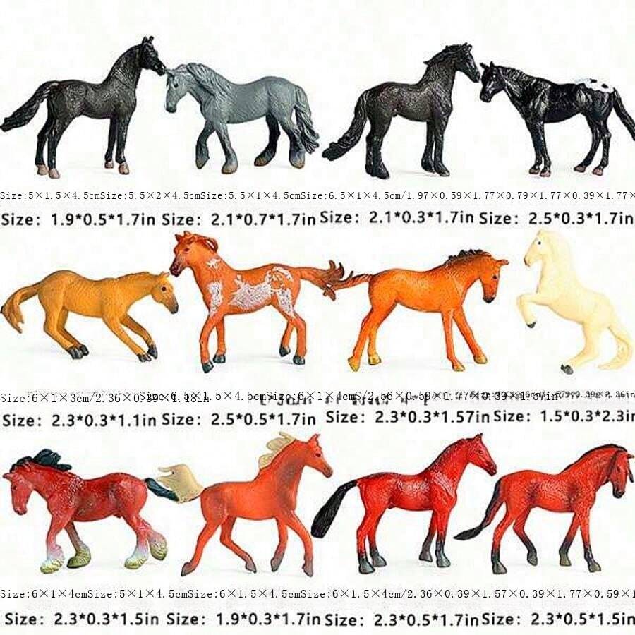 12pcs Animal World Famous Horse Model Series Cake Decorative Action ...