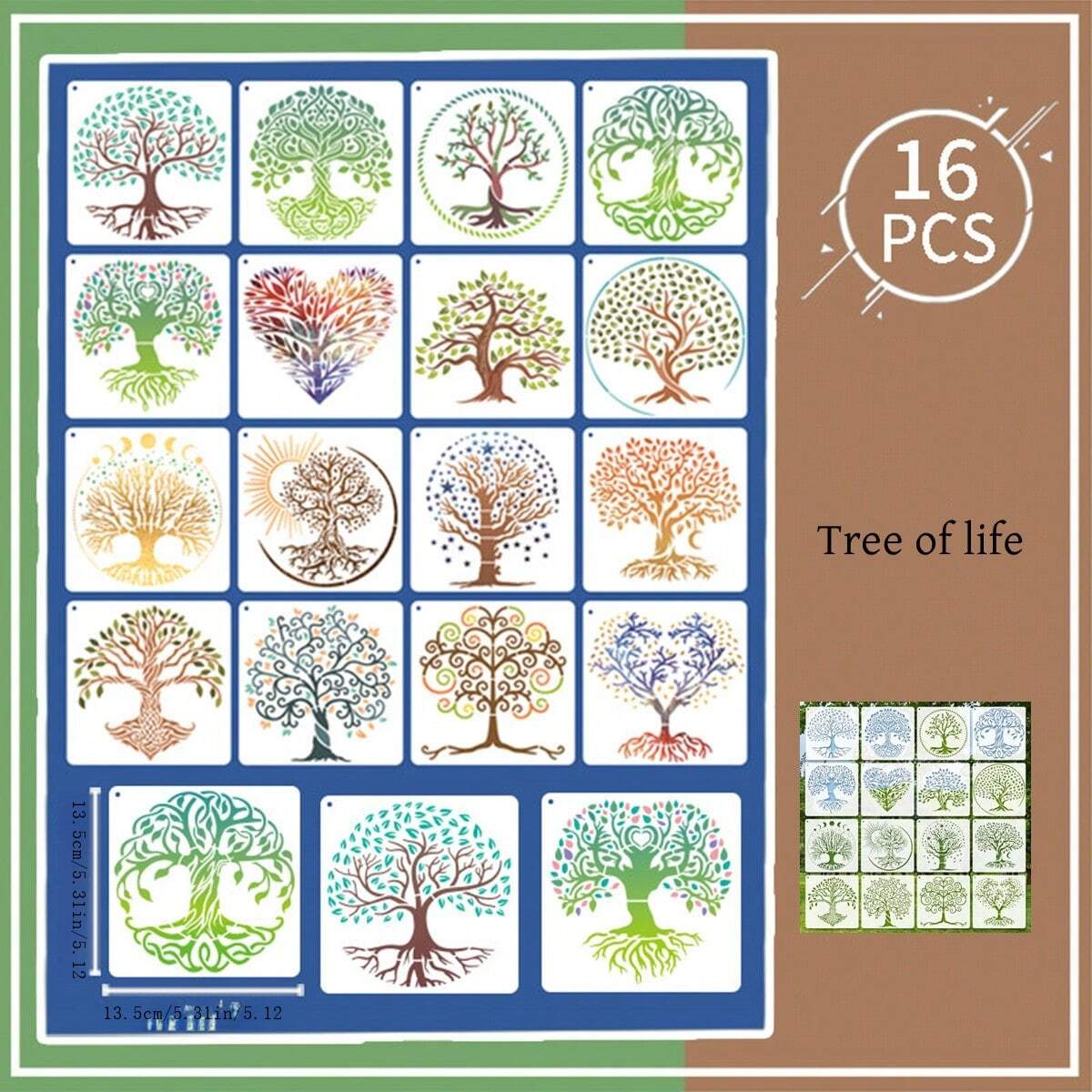 16pcs Tree Stencils Tree Of Life Stencils For Painting On Wood Air ...