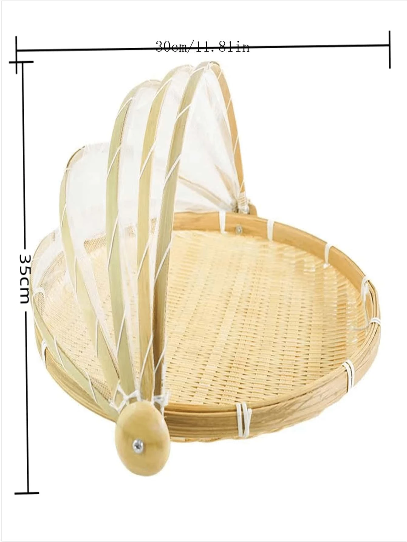 Bamboo Storage Tray With Mesh Cover For Food Storage, Insect And Fly ...