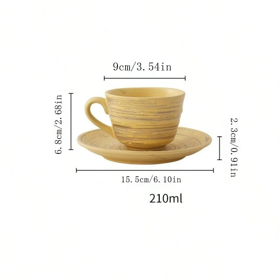 210ml Ceramic Coffee Cup And Saucer Set, European Style Cute Hand ...