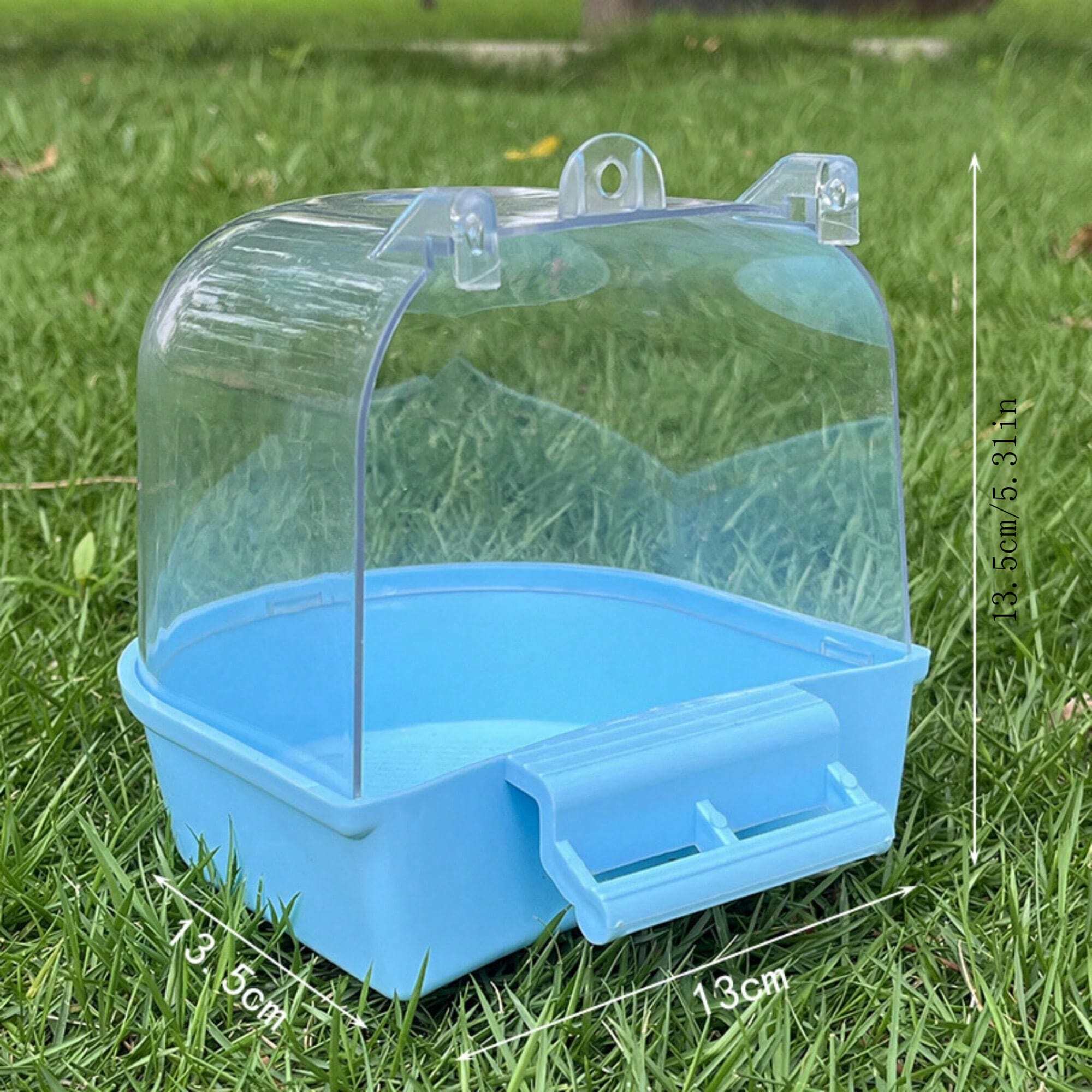 Pet Bird Bath Box Easy To Install Cage Accessories Feeding Water Bowl ...
