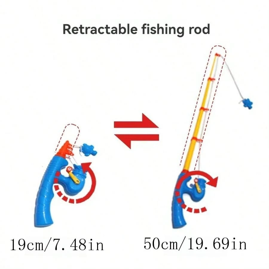 Mini Magnetic Fishing Toy Set For Children, Includes 1 Fishing Rod And ...