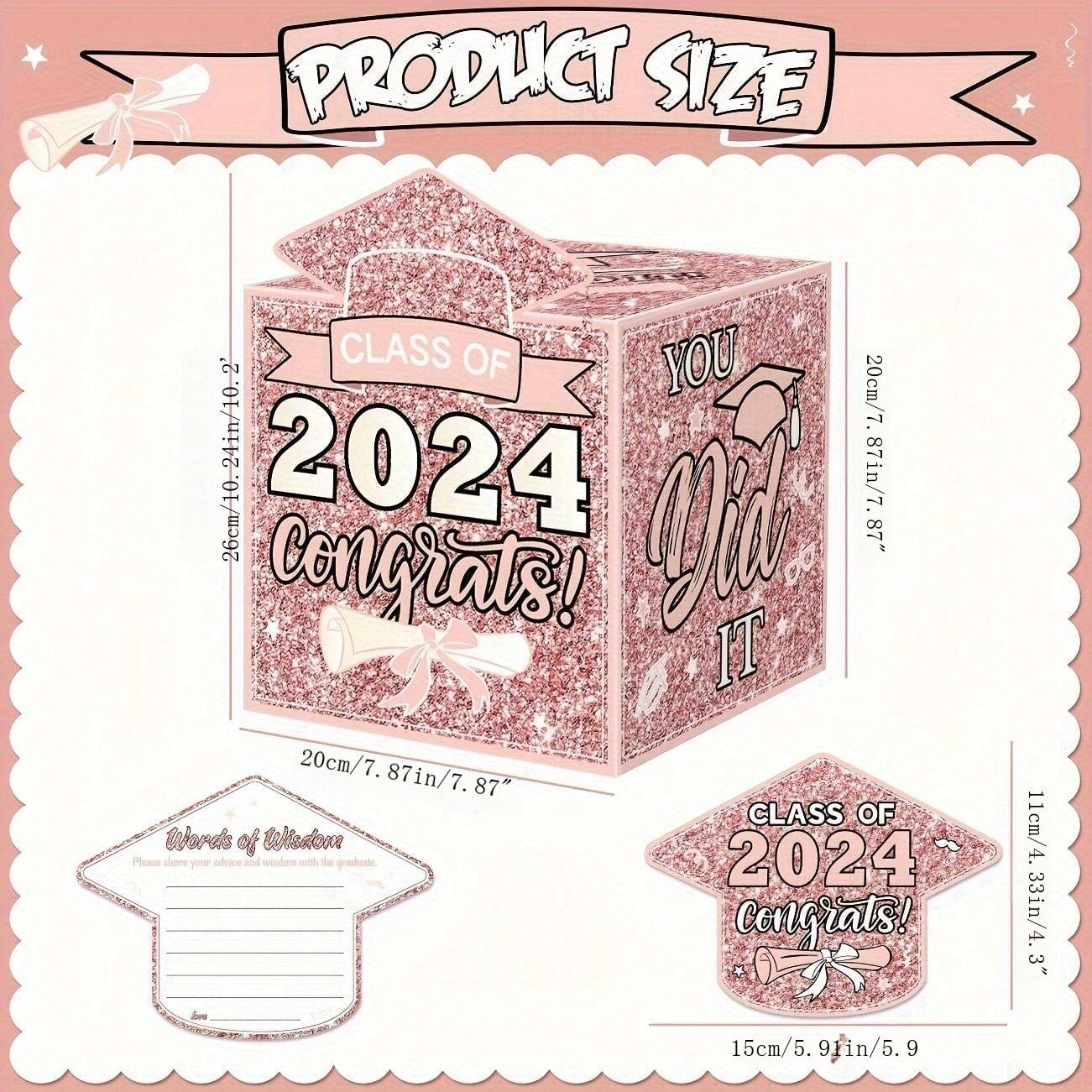 49Pcs Graduation Card Box 2024 - Congrats Grad Card Boxes Holder, Rose ...
