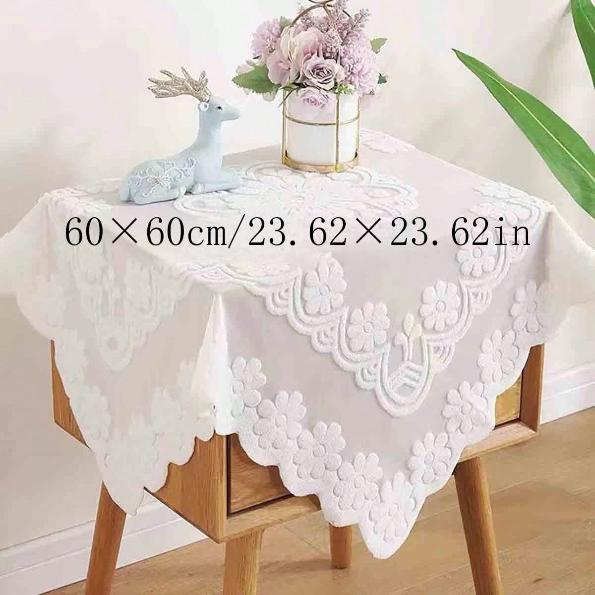 White Lace Square Bedside Table Cover Or Round Table Cover ...