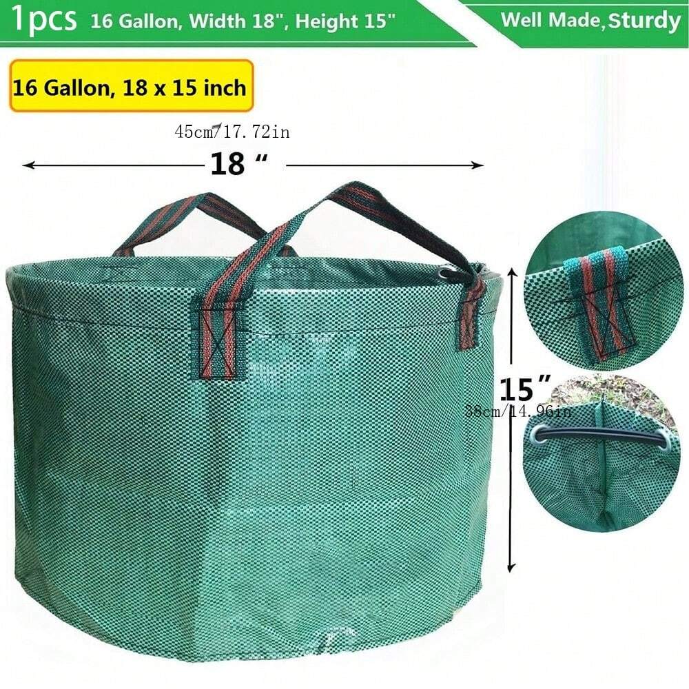 16 Gallon Garden Garbage Bag, 1 Count Reusable Heavy-Duty Garden ...