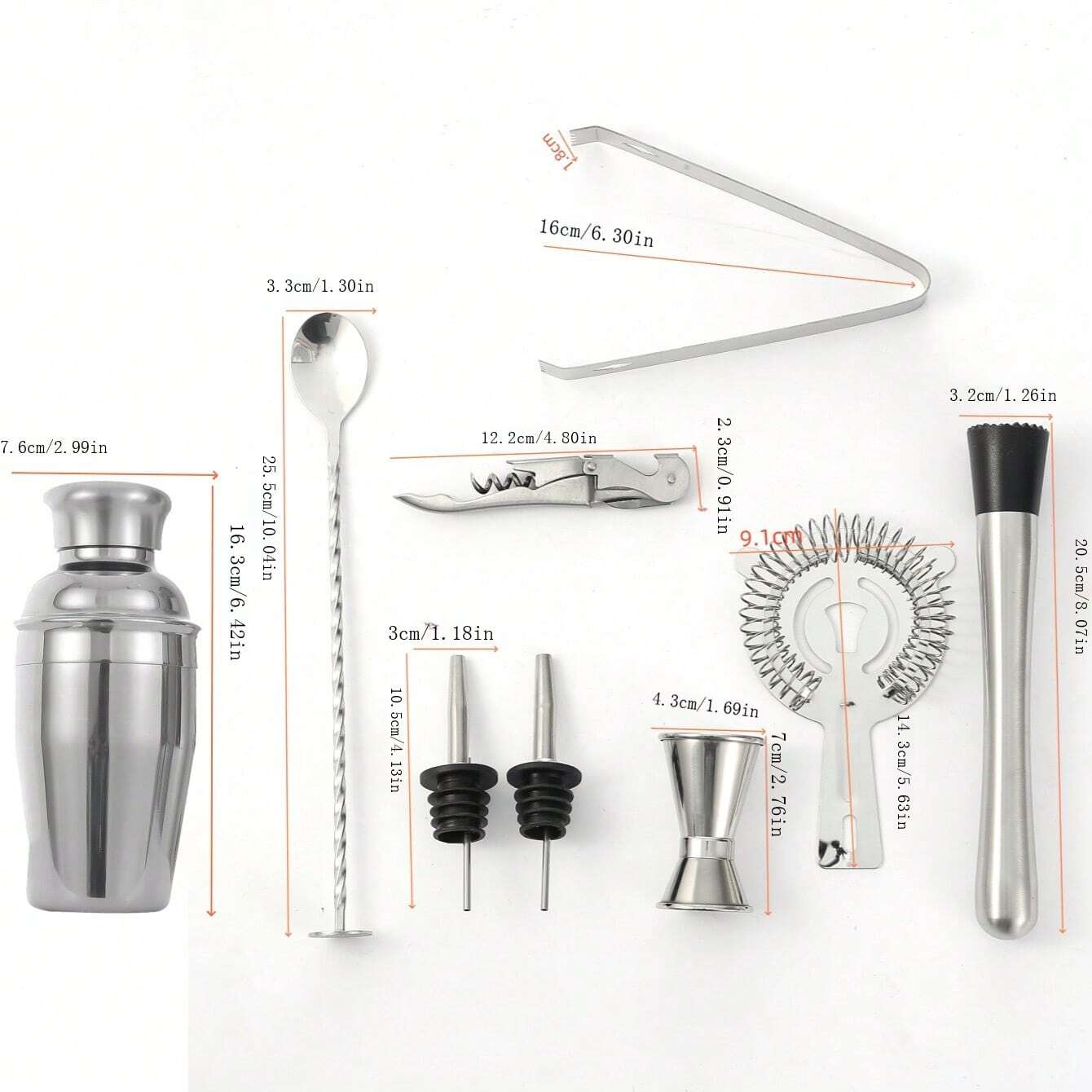 New Stainless Steel Cocktail Shaker Set With Oval Bamboo Stand And Base ...