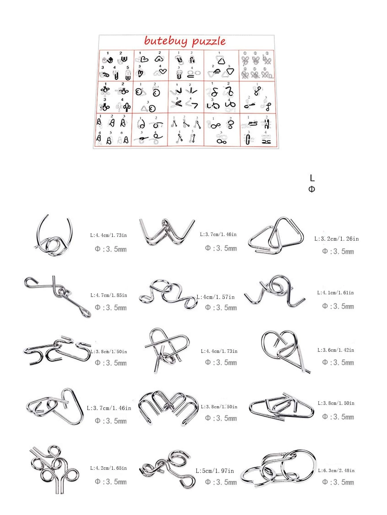 15pcs IQ Test Toy Set, Nine Linked Rings Disentanglement Puzzle, Busy ...