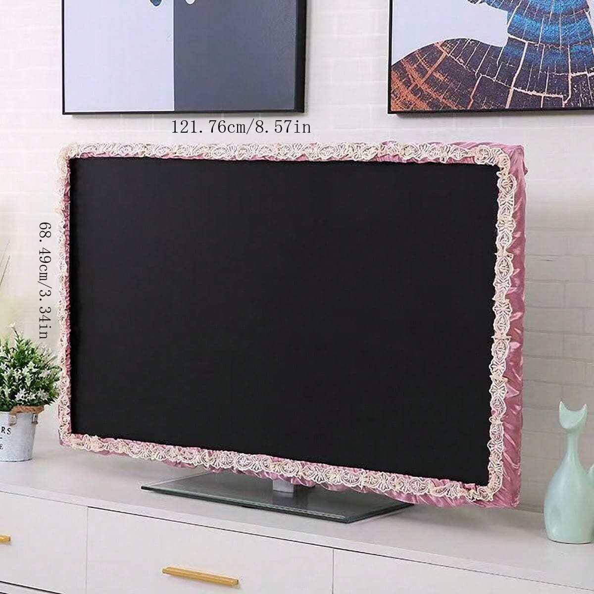 Lace Computer Monitor Cover, TV Dust Cover With Calendar Border, Full ...